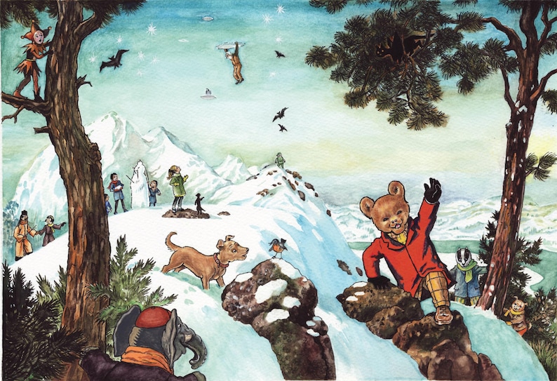Rupert Bear Watercolour Print by Artist Elizabeth Weatherley - Rupert ...