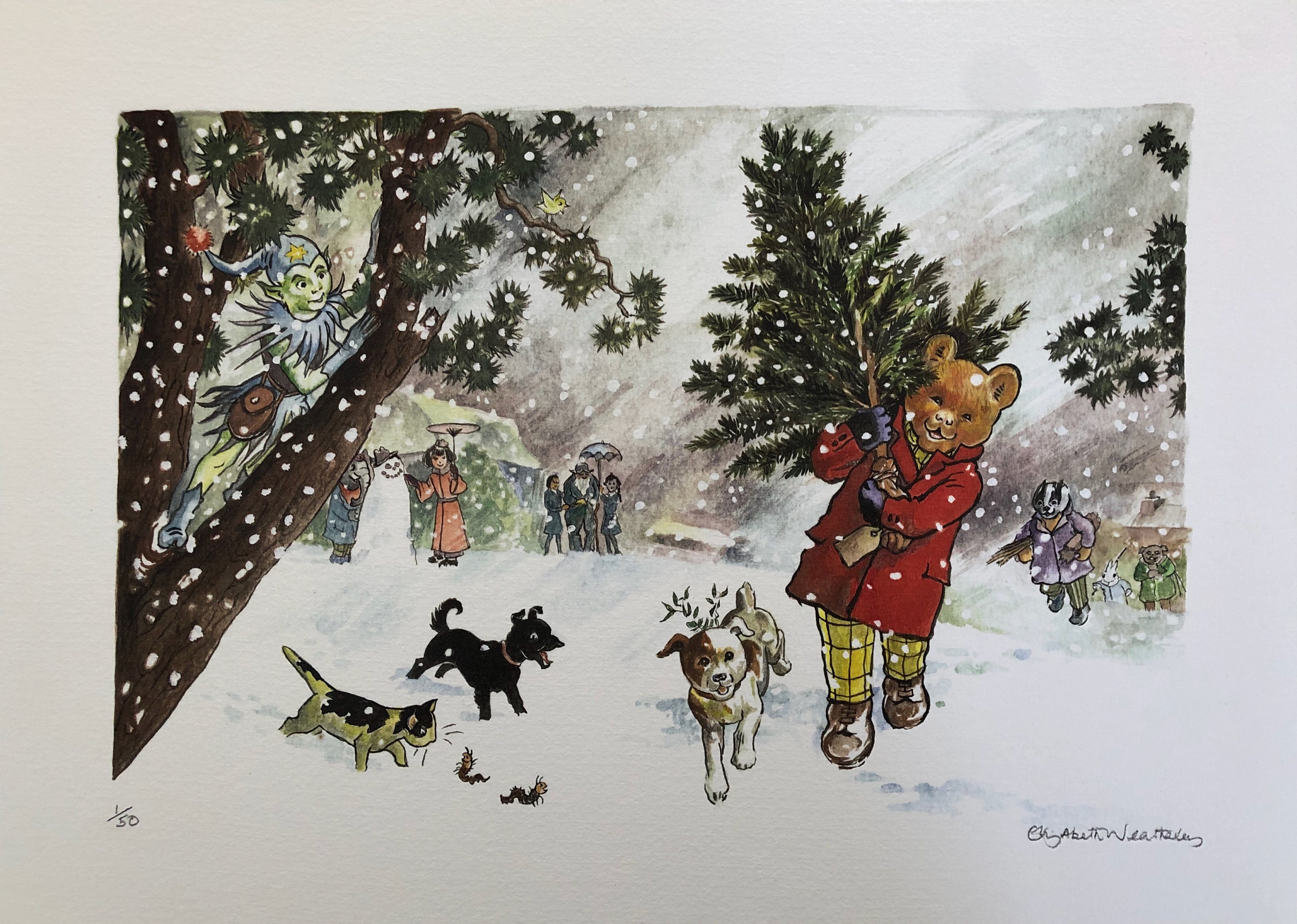Rupert Bear Watercolour Print by Artist Elizabeth Weatherley - Rupert ...