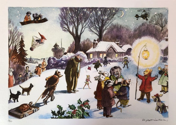 Rupert Bear Watercolour Print by Artist Elizabeth Weatherley - Etsy