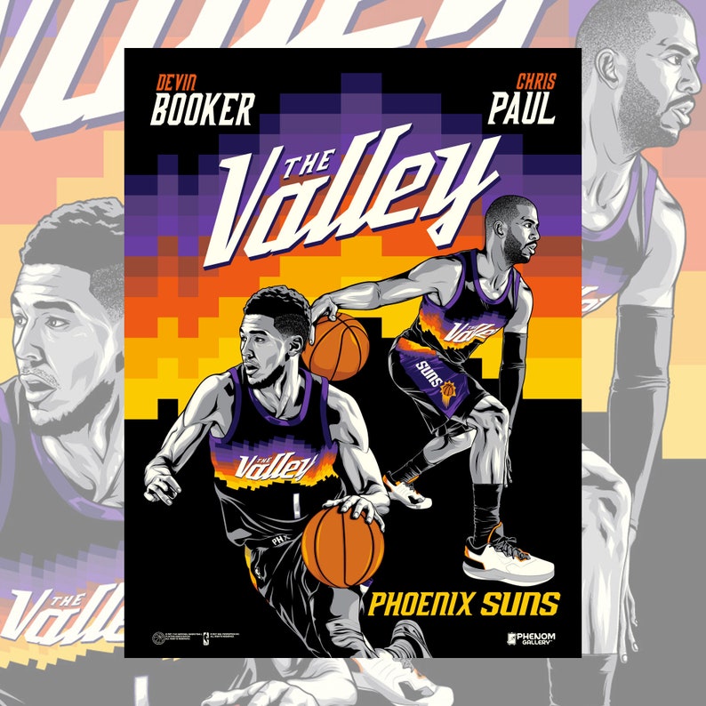 Officially Licensed Phoenix Suns the Valley Feat. Booker and Paul Print ...