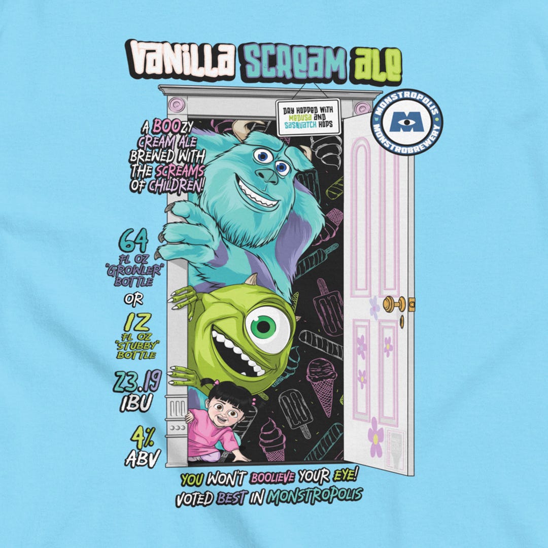 Monsters Inc Fake Craft Beer Label T-shirt - Etsy UK