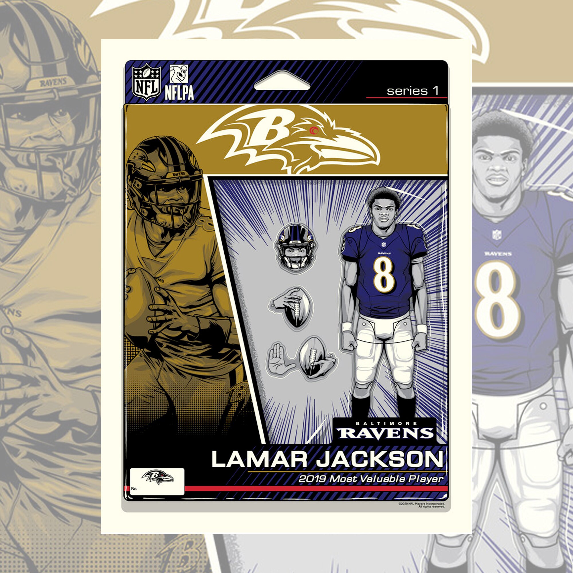 Officially Licensed Baltimore Ravens Lamar Jackson Action Figure Print ...