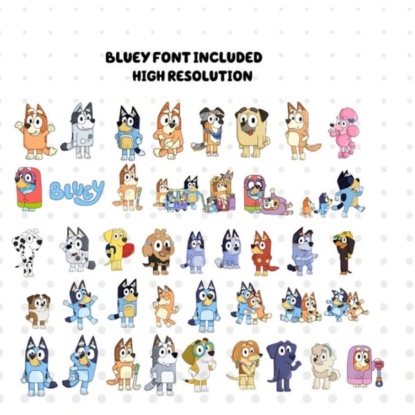Bluey Characters Png Bundle - Etsy