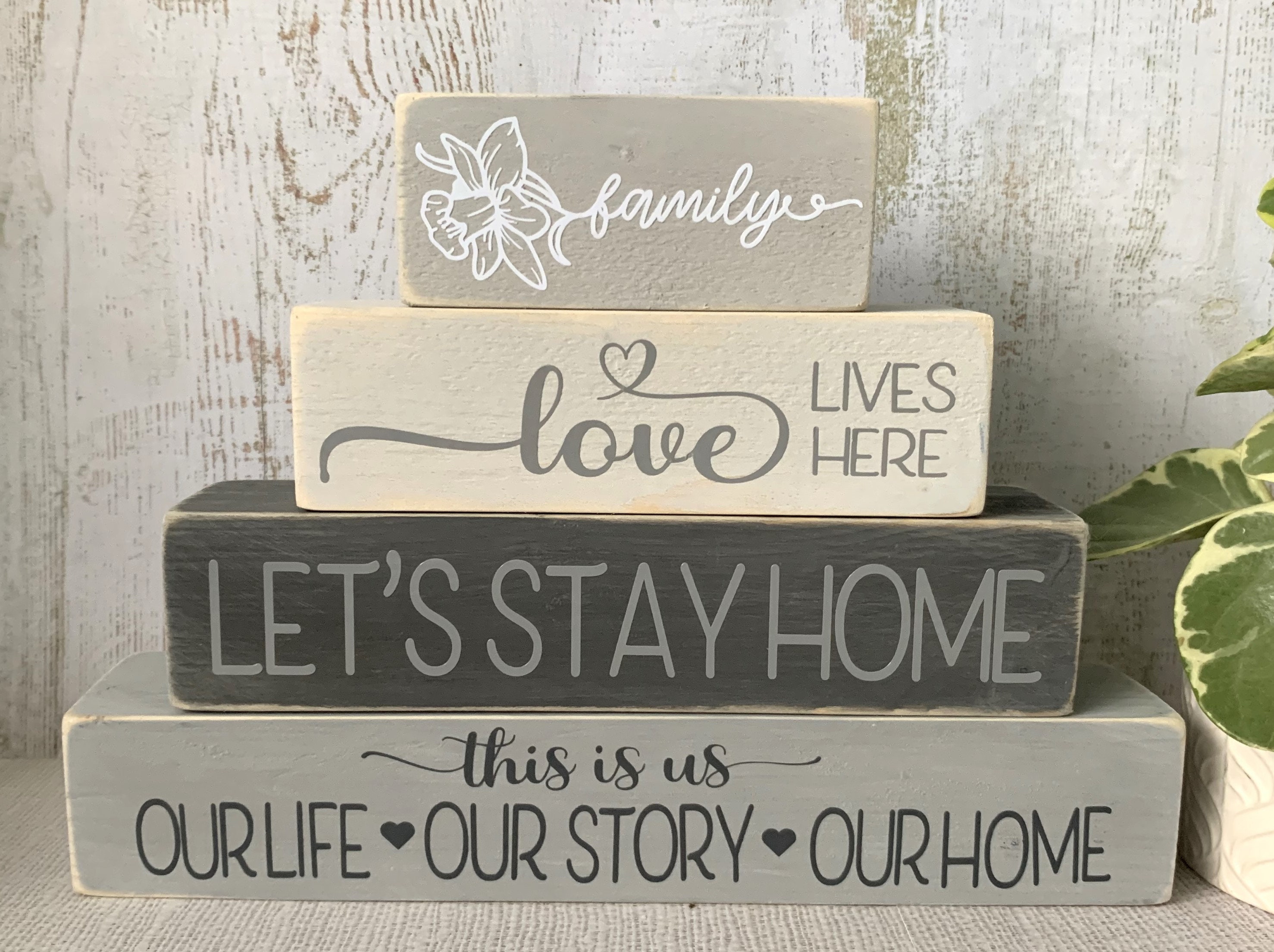 Home Love Family Wooden Stacking Blocks Handmade Signs Grey - Etsy