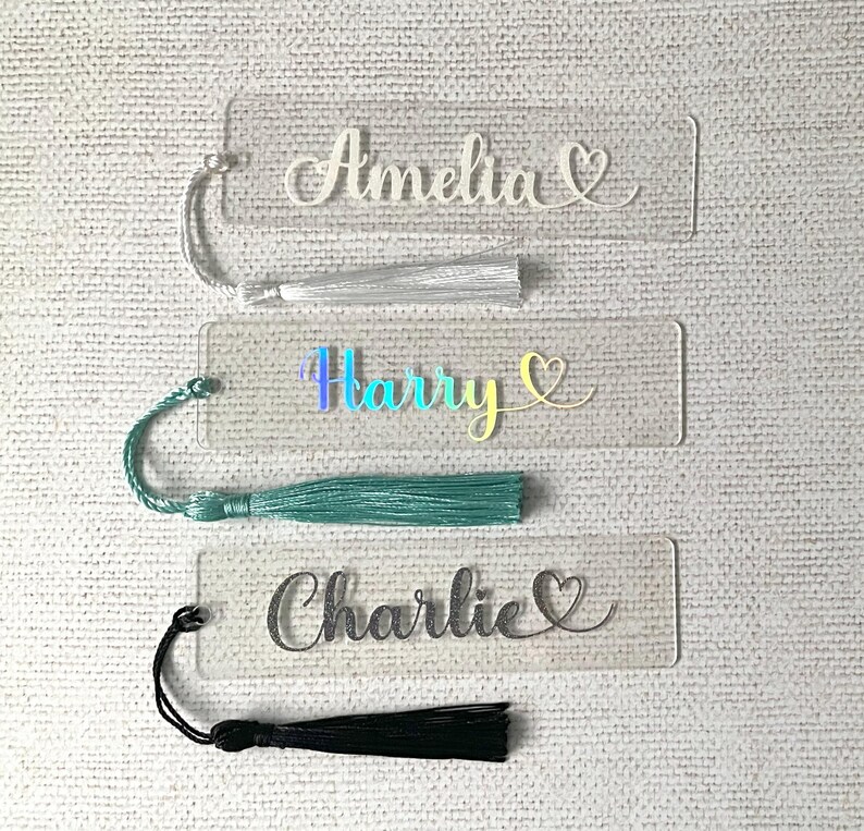 Personalised Bookmark Clear Acrylic Name Bookmark With Tassel Choice of ...