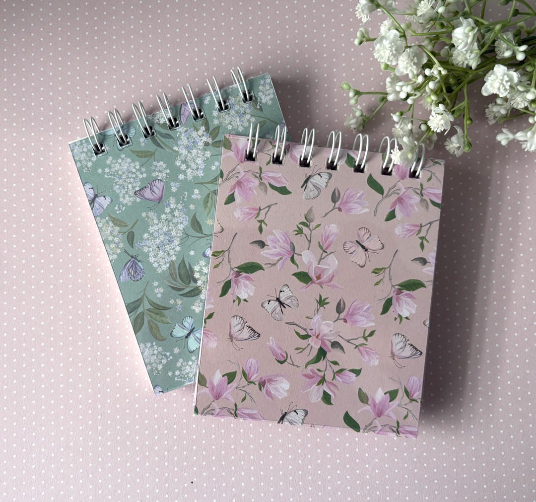 Notebooks Set of 2 Floral Butterfly Designs, Spiral Bound - Etsy UK