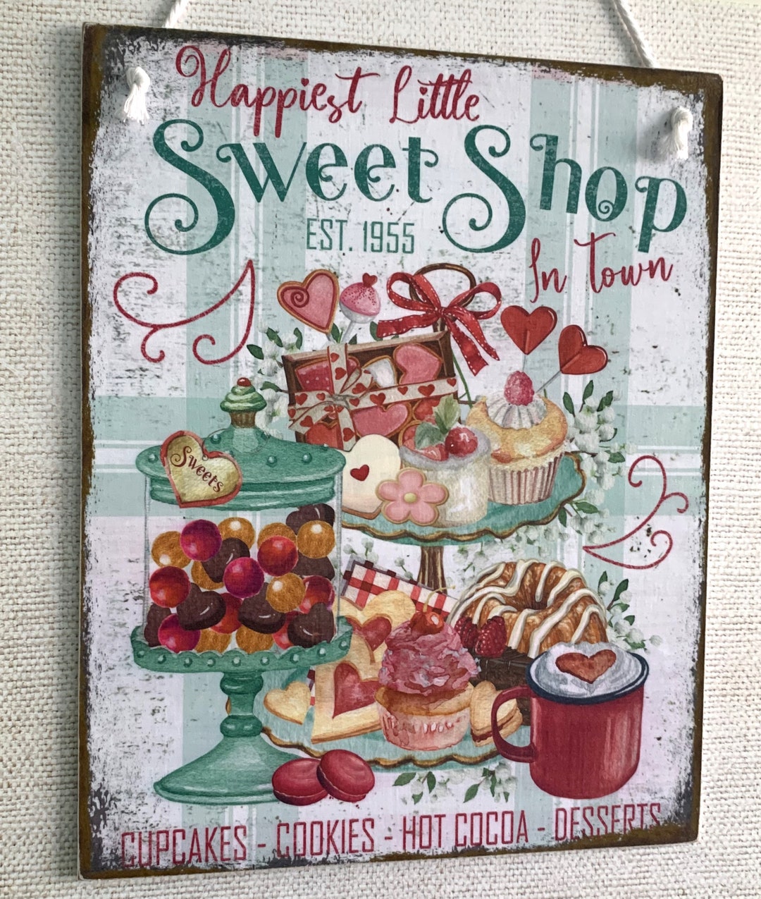 Happiest Little Sweet Shop Wall Hanging Picture Plaque Rustic - Etsy