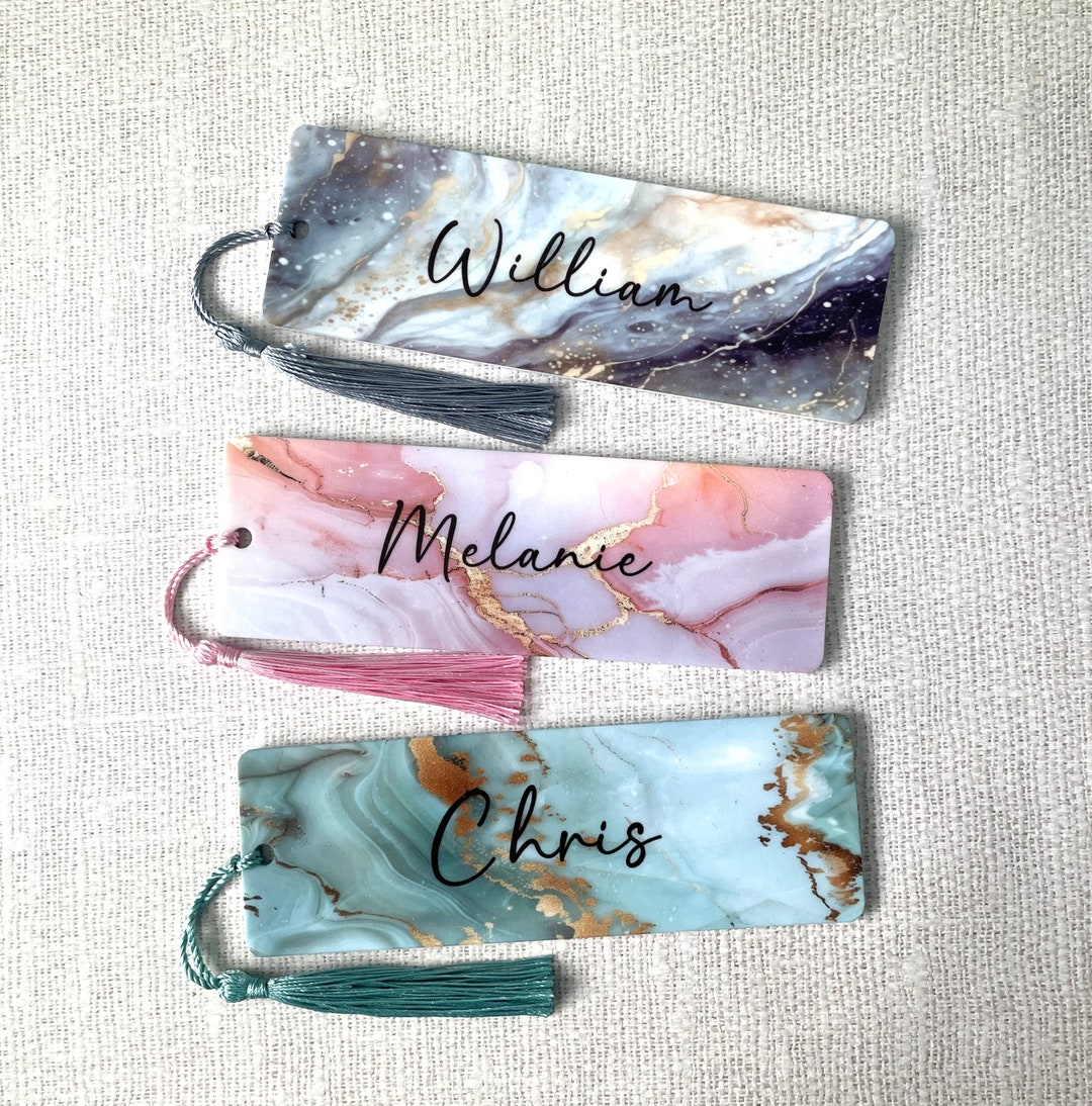 Personalised Bookmark Marble Design With Gold Acrylic Bookmark With ...