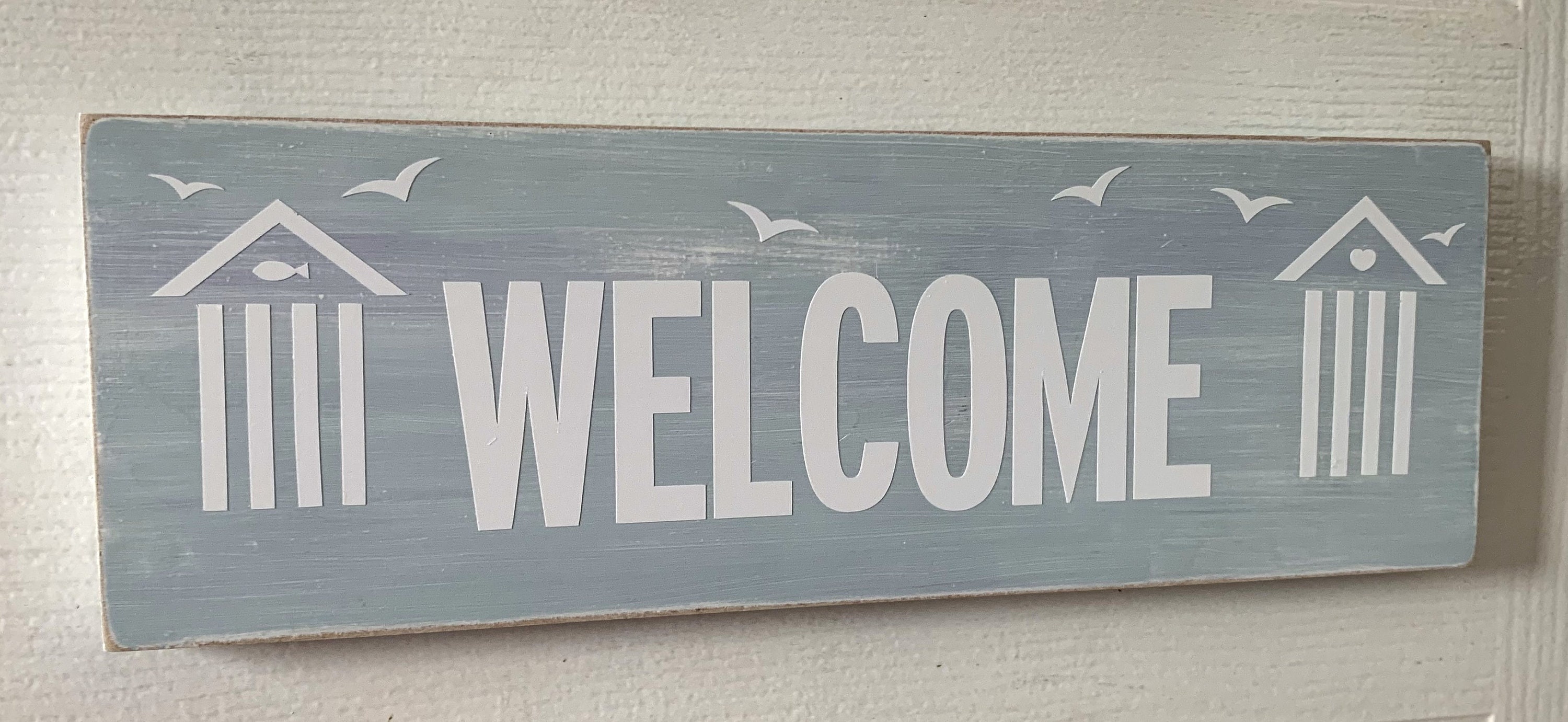 Wooden Welcome Beach Hut Sign Coastal Seaside Plaque - Etsy