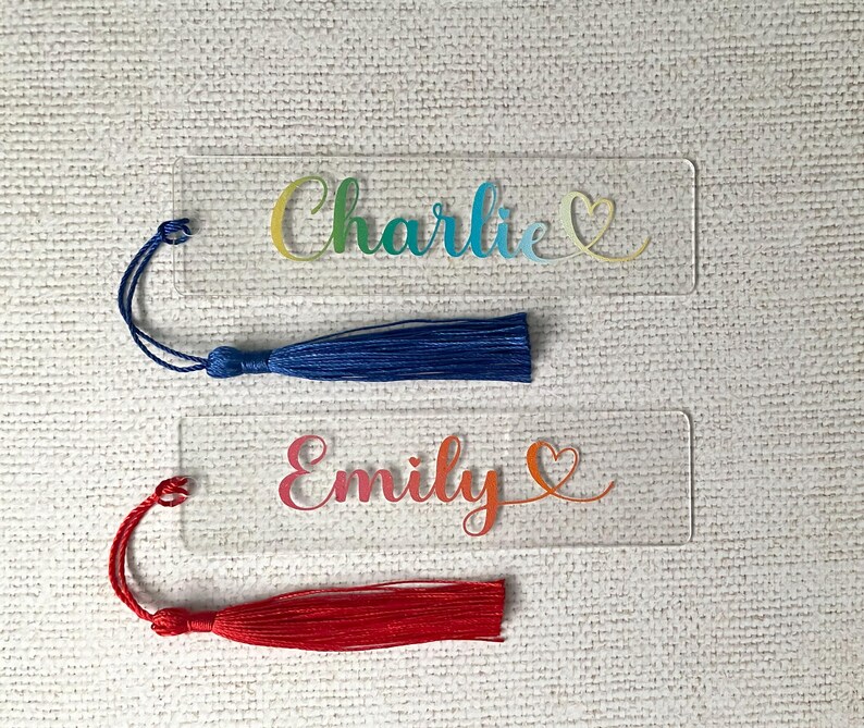 Personalised Bookmark Clear Acrylic Name Bookmark With Tassel Choice of ...