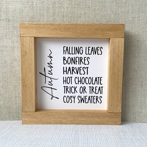 Autumn Farmhouse Sign Square Wooden Hanging Plaque Rustic Words ...