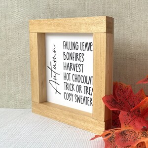 Autumn Farmhouse Sign Square Wooden Hanging Plaque Rustic Words ...
