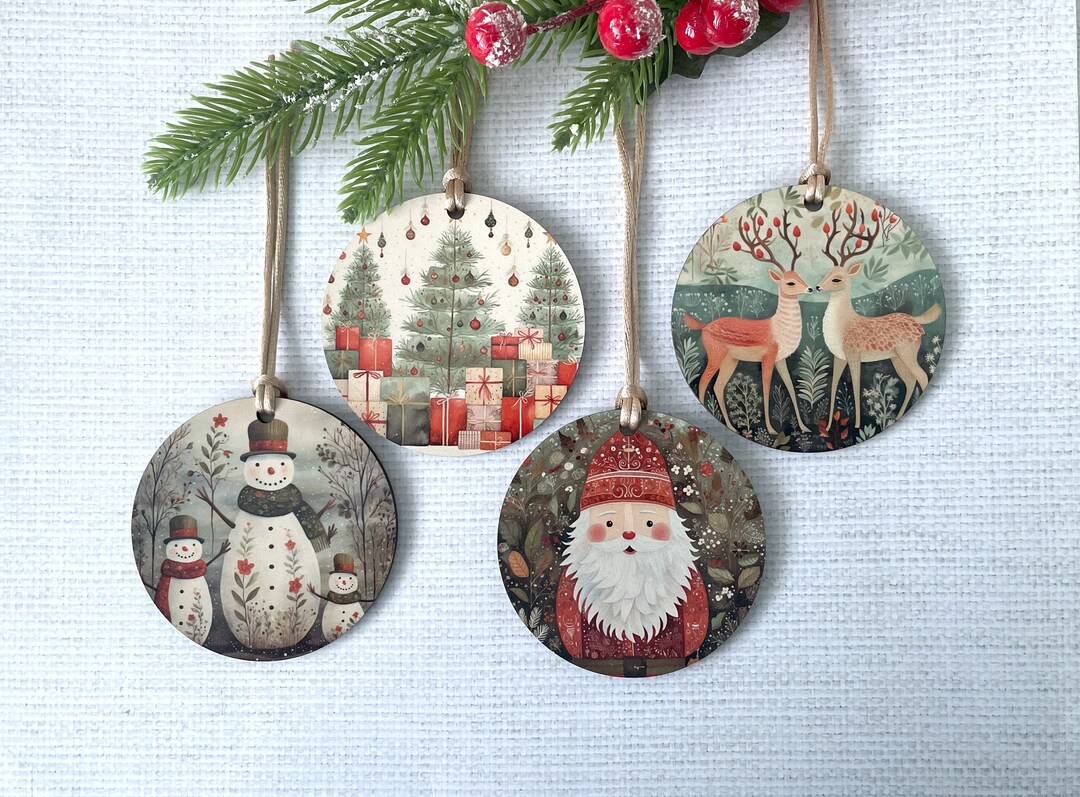 Scandi Design Christmas Baubles Ornaments Set of 4 Tree Decorations - Etsy