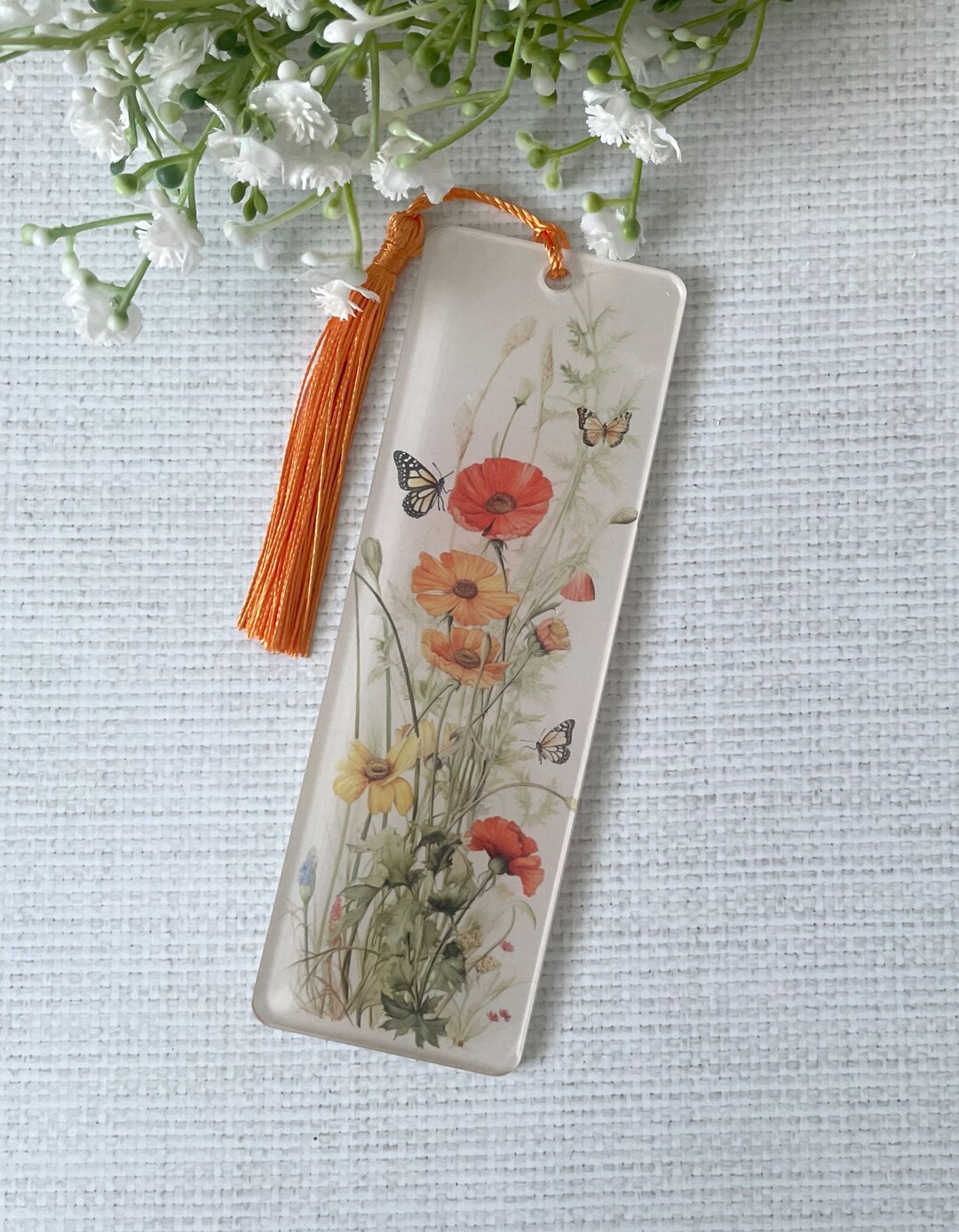 Poppy Bookmark Stunning Vintage Style Wildflowers Acrylic Bookmark With ...