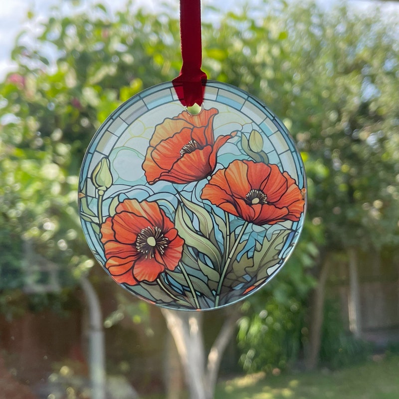 Stained Glass Poppy - Etsy