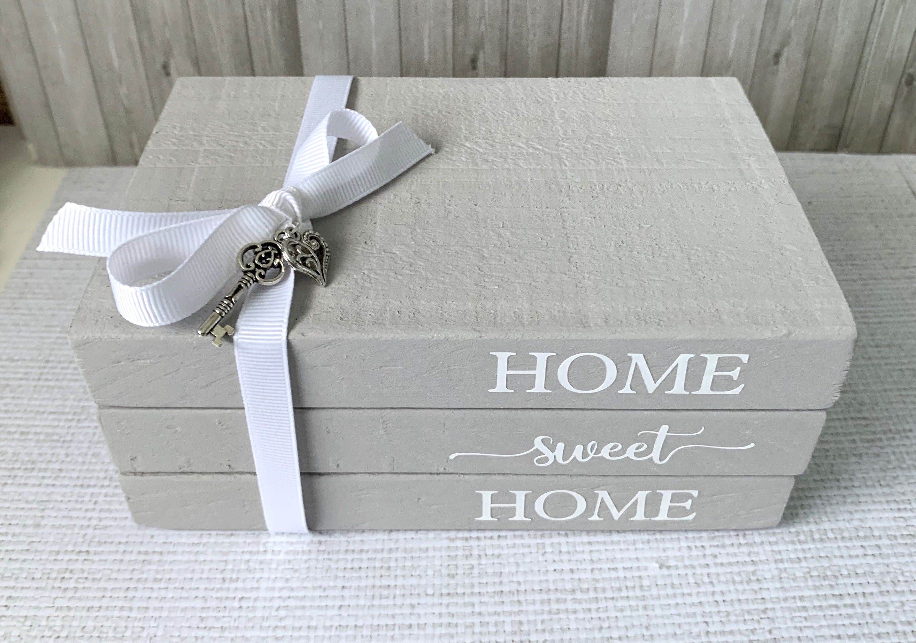 Wooden Book Stack Home Sweet Home Grey Home Decor With Key & - Etsy