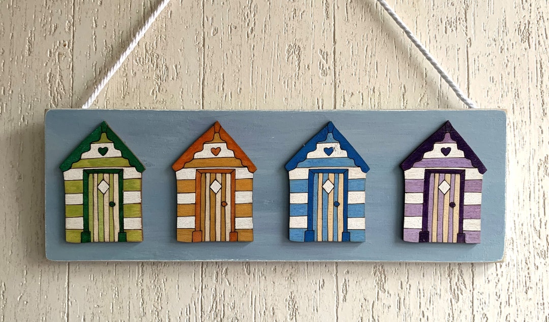Wooden Beach Hut Sign Coastal Seaside Hanging Plaque - Etsy