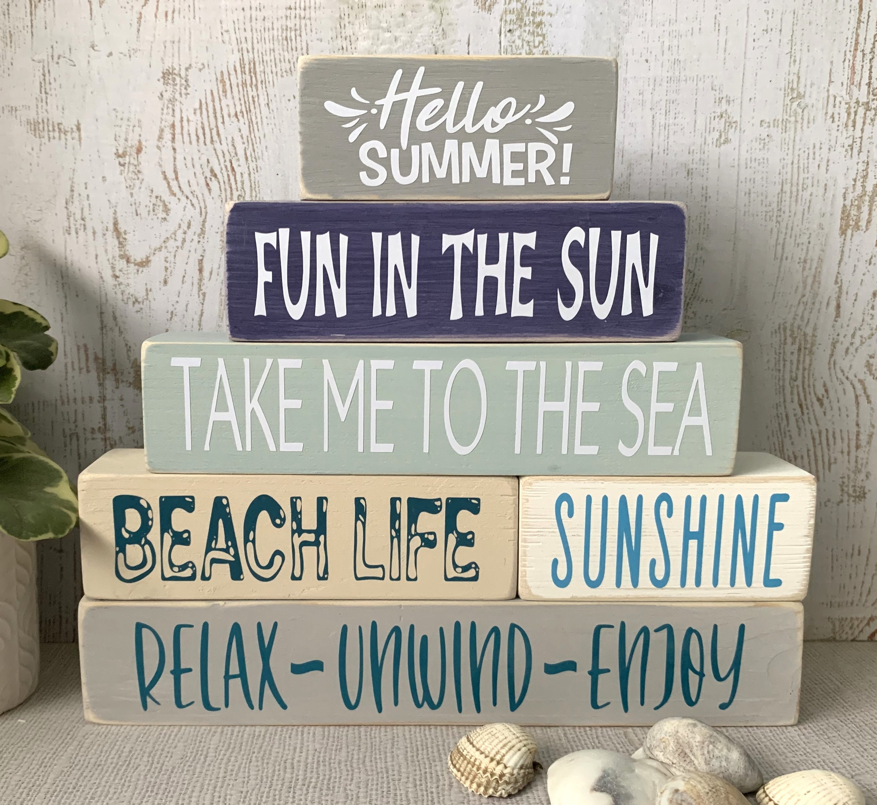 Beach Wooden Stacking Blocks Handmade Coastal Seaside Signs - Etsy UK