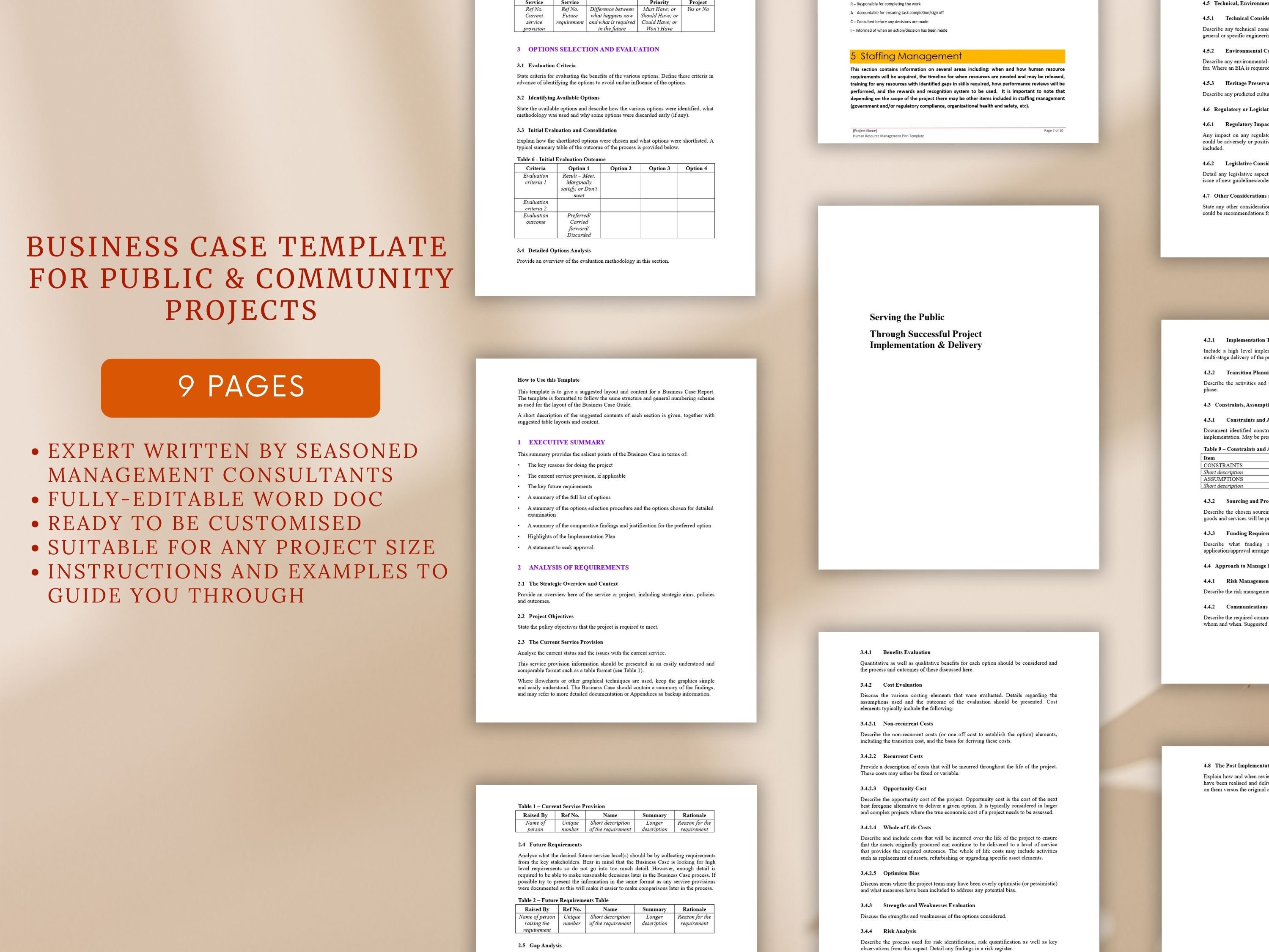 Business Case Report Template for Public & Community Projects Editable ...