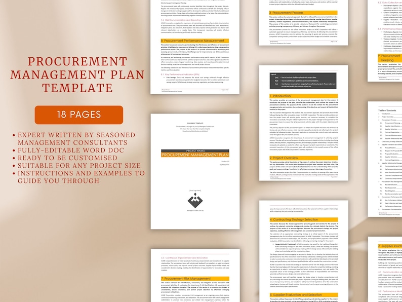 Procurement Management Plan Template | Fully Editable MS Word With ...