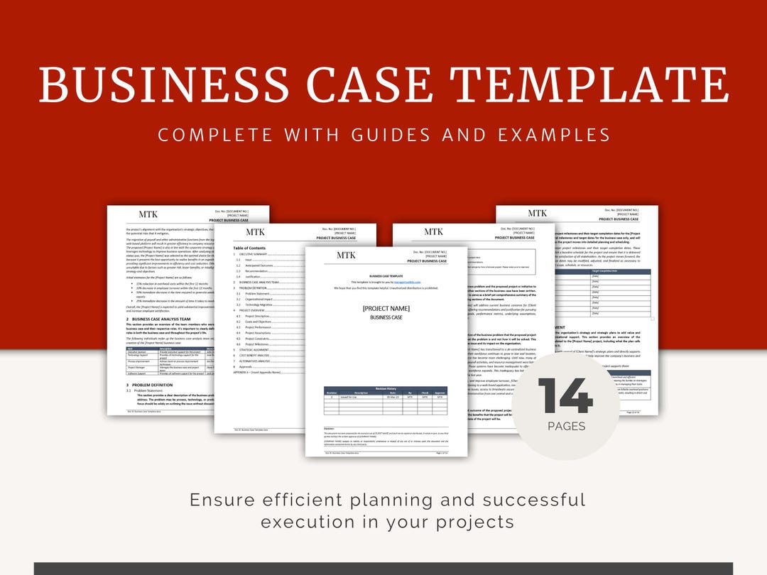 Editable Business Case Template: MS Word, Project Management (digital ...