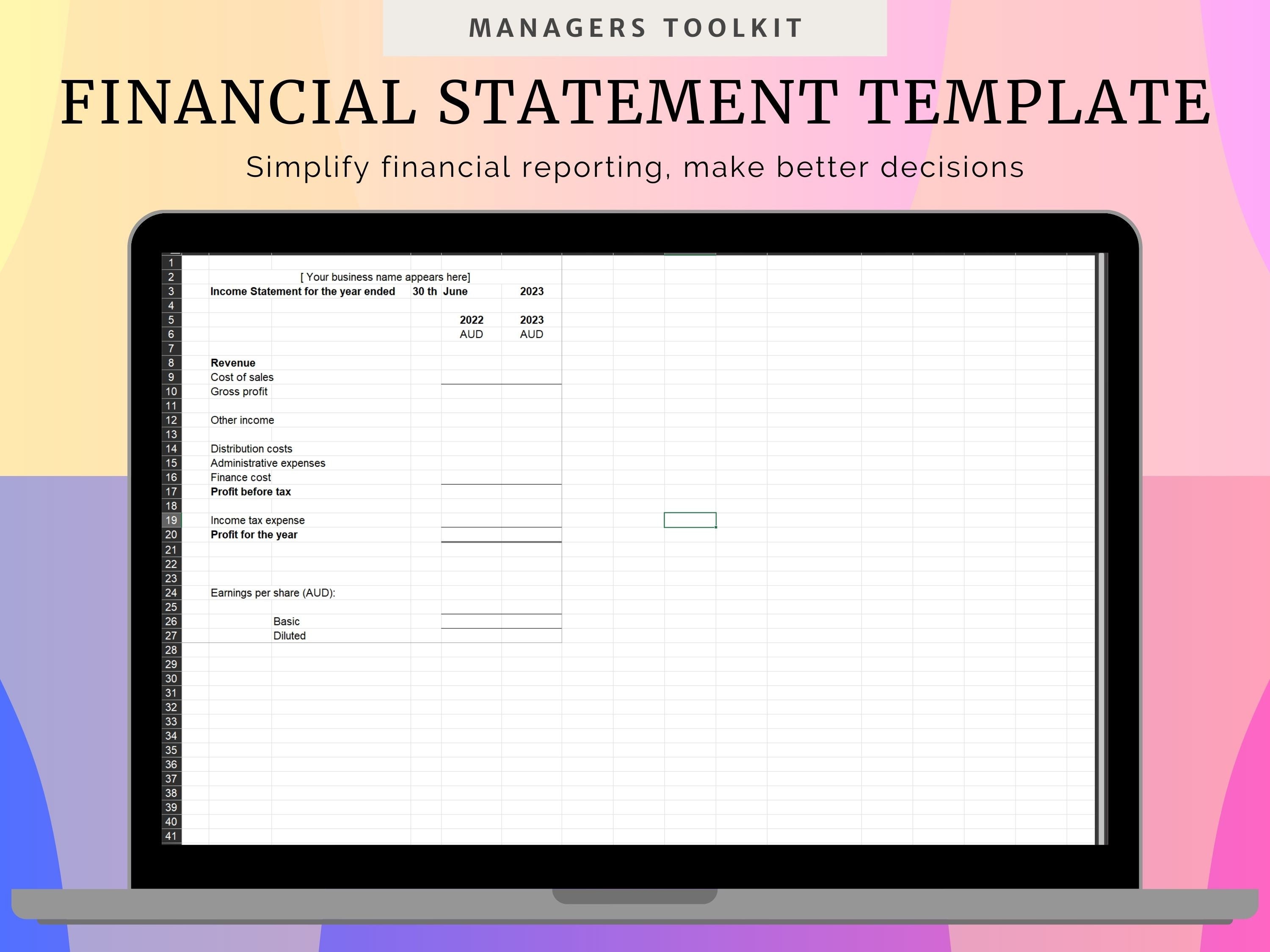 Financial Statement Template | Manage Your Business Finances | Editable ...