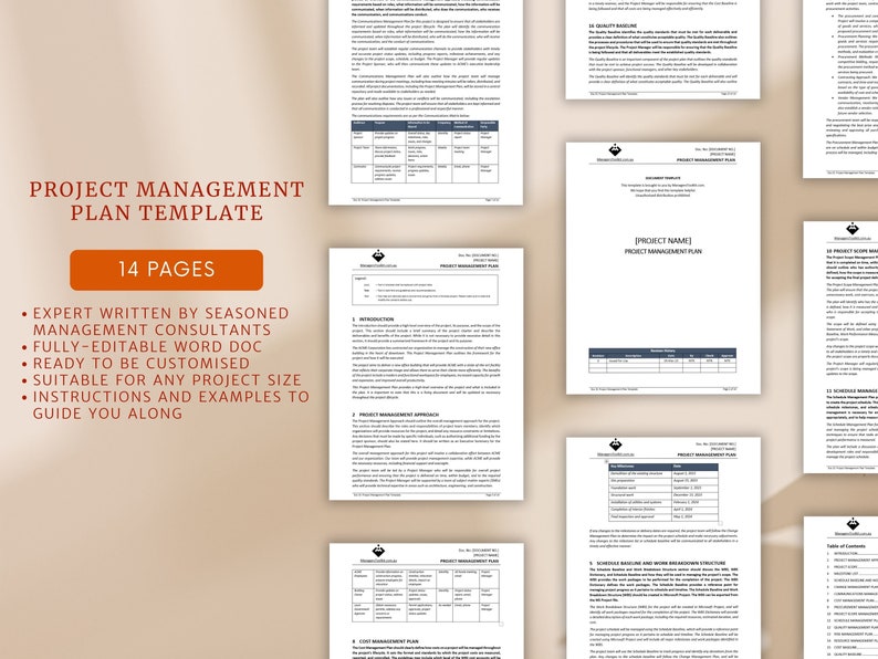 Project Management Plan Template | Fully Editable MS Word With Examples ...
