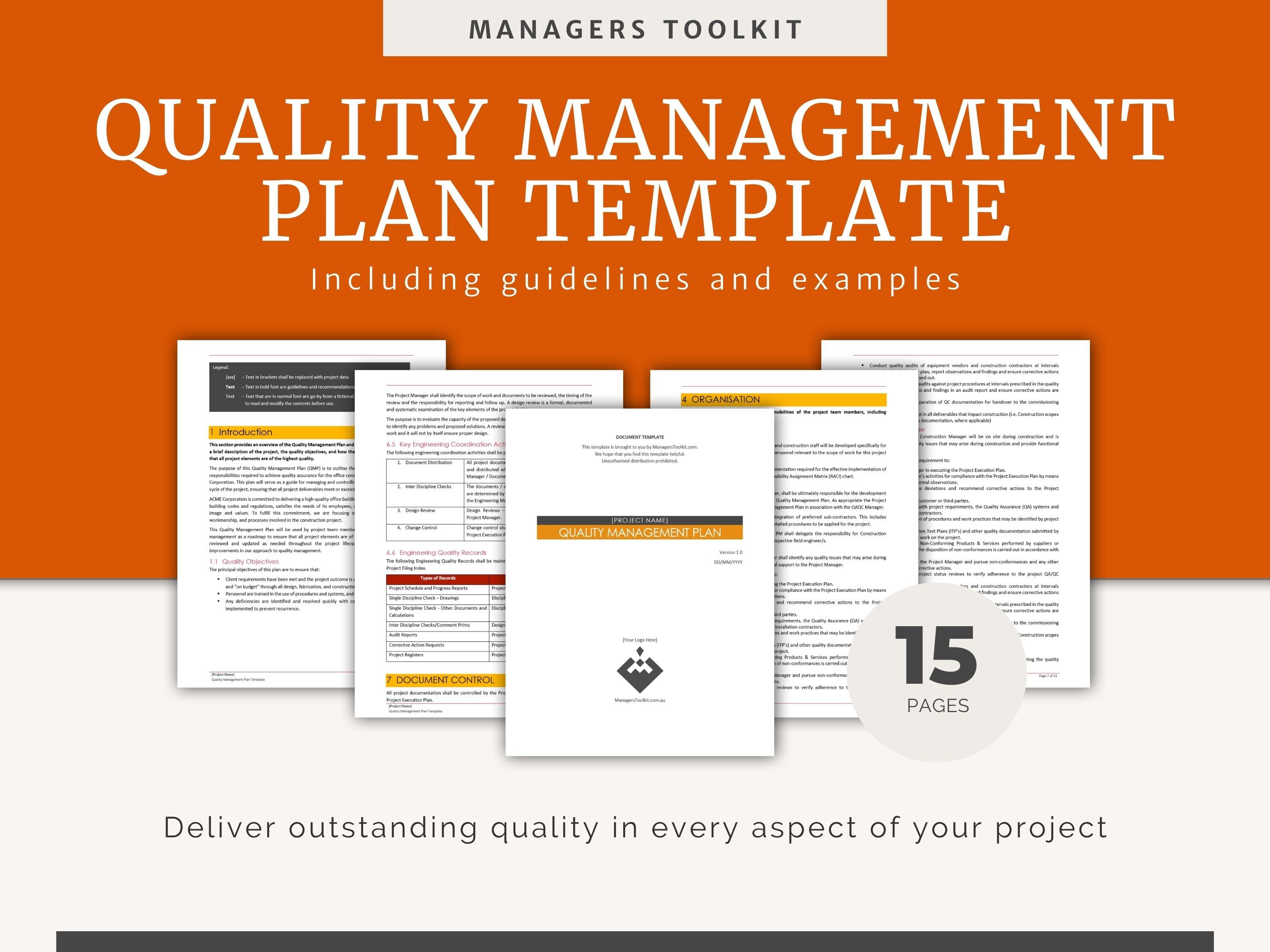 Quality Management Plan Template Fully Editable MS Word With Examples