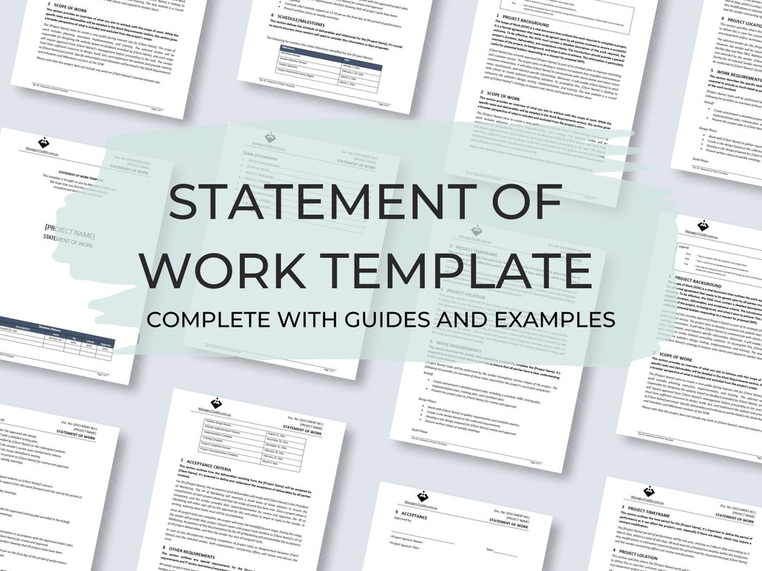Statement of Work Template Scope of Work Fully Editable MS - Etsy UK