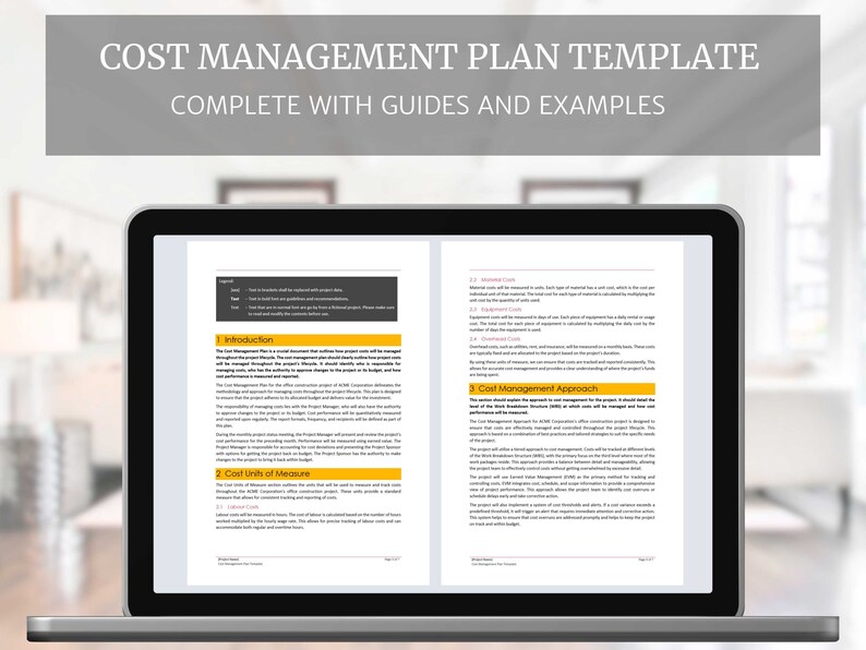 Cost Management Plan Template Fully Editable MS Word With Examples Cost ...