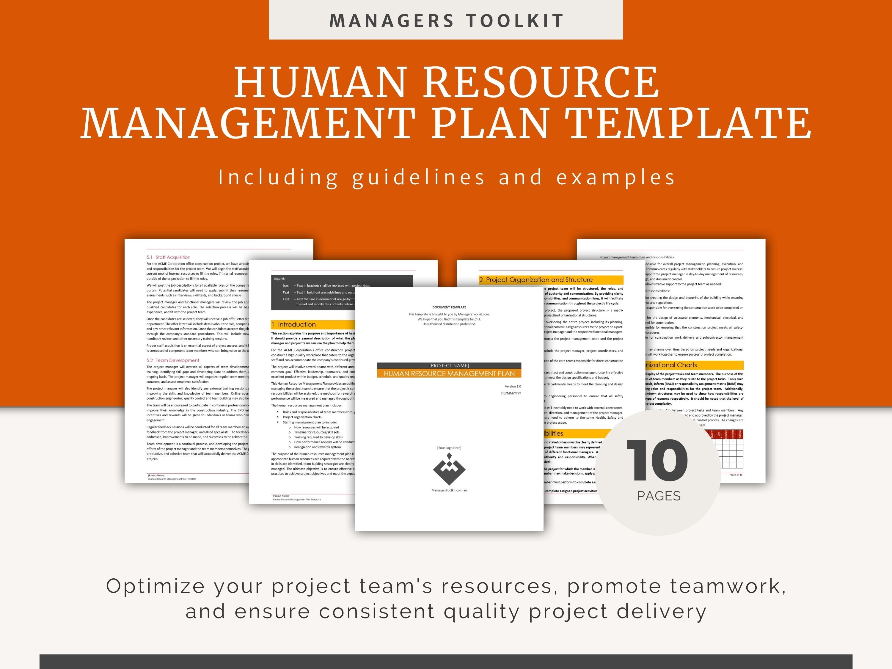 Human Resources Management Plan Template Fully Editable MS Word With ...