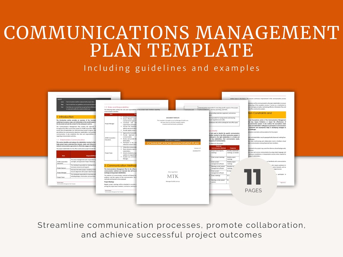 Communications Management Plan Template: Editable MS Word (digital ...