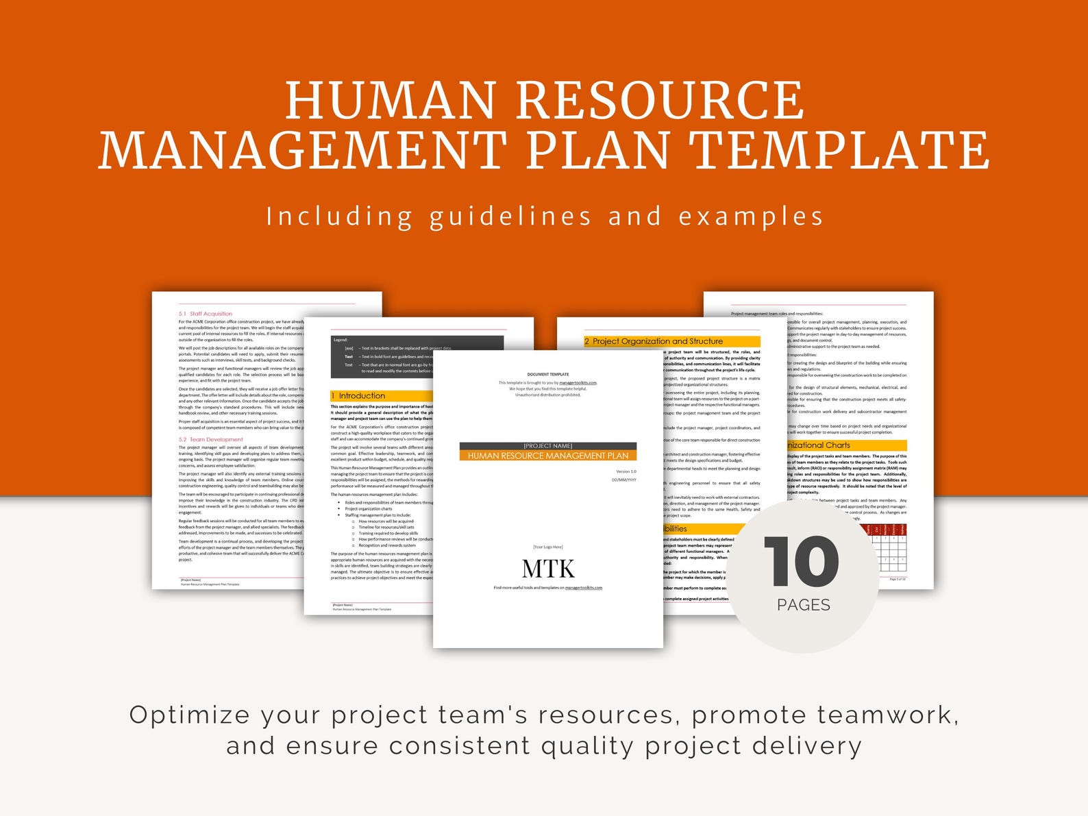 Human Resources Management Plan Template: Editable MS Word (digital ...