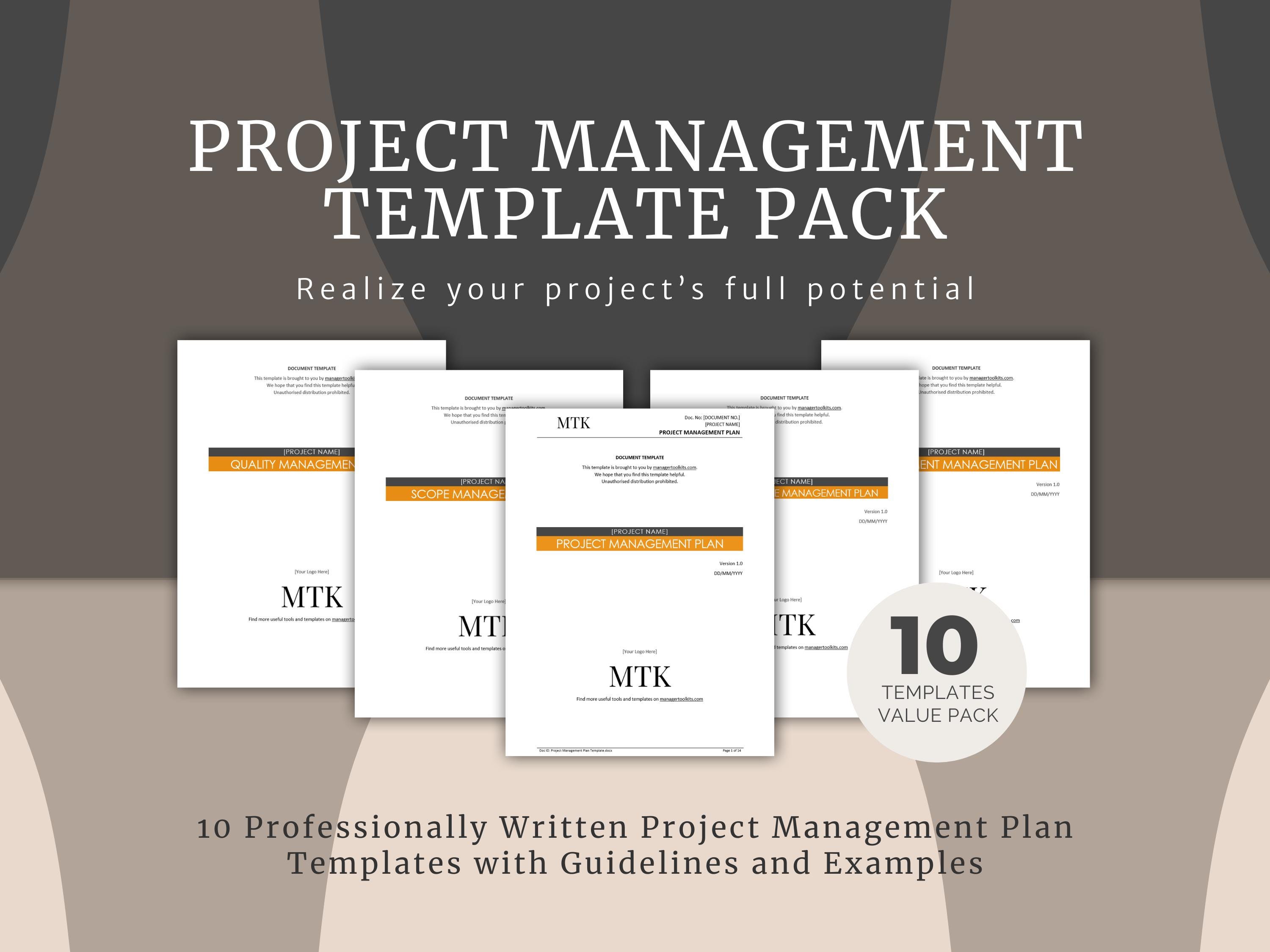 Project Management Template Pack | Ten Fully Editable Word DOCX | PMBOK ...