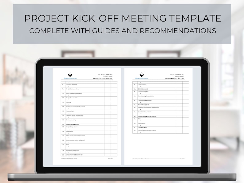 Project Kick-off Meeting Template: Editable MS Word (digital Download ...