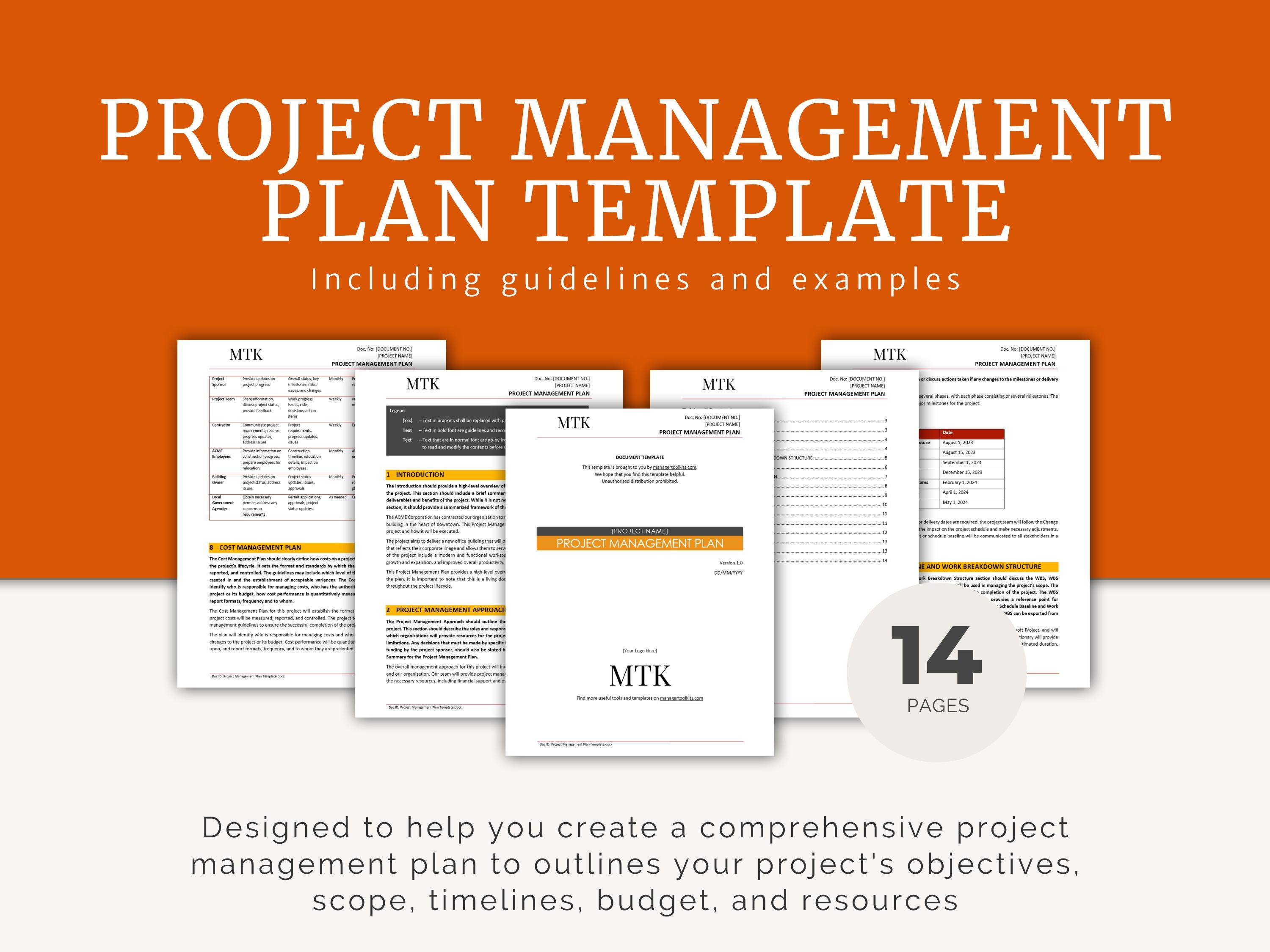 Project Management Plan Template | Fully Editable MS Word With Examples ...