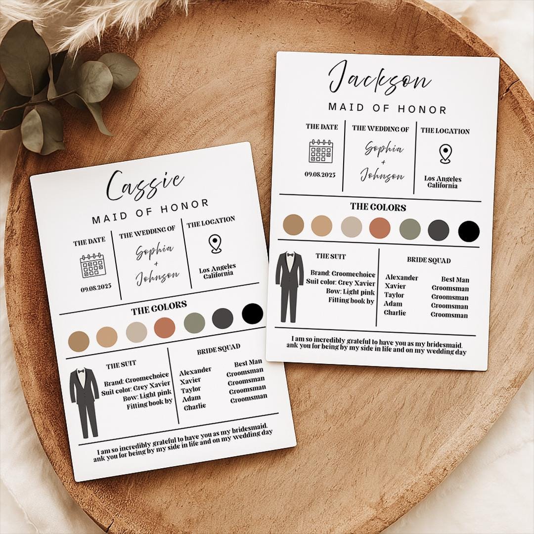 Groomsman Info Card Template, Bridal Party Info Card, Groomsman ...