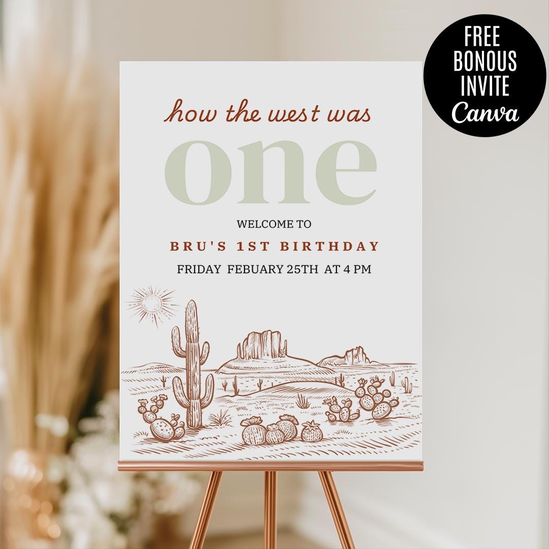 How the West Was ONE Welcome Sign Poster Western Cowboy First Birthday ...