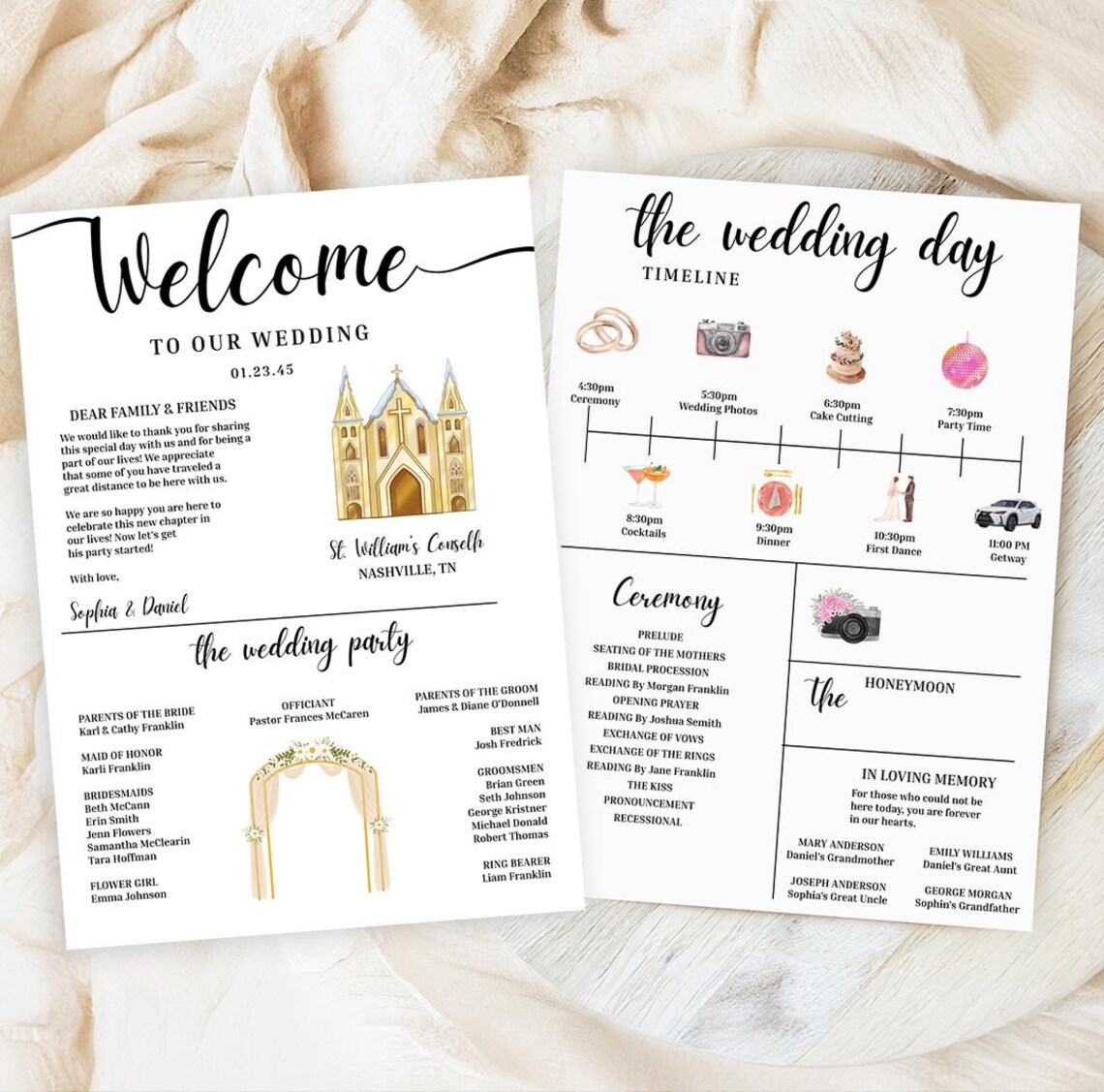 Wedding Day Timeline Details | Timeline Card | Wedding Order of Events ...