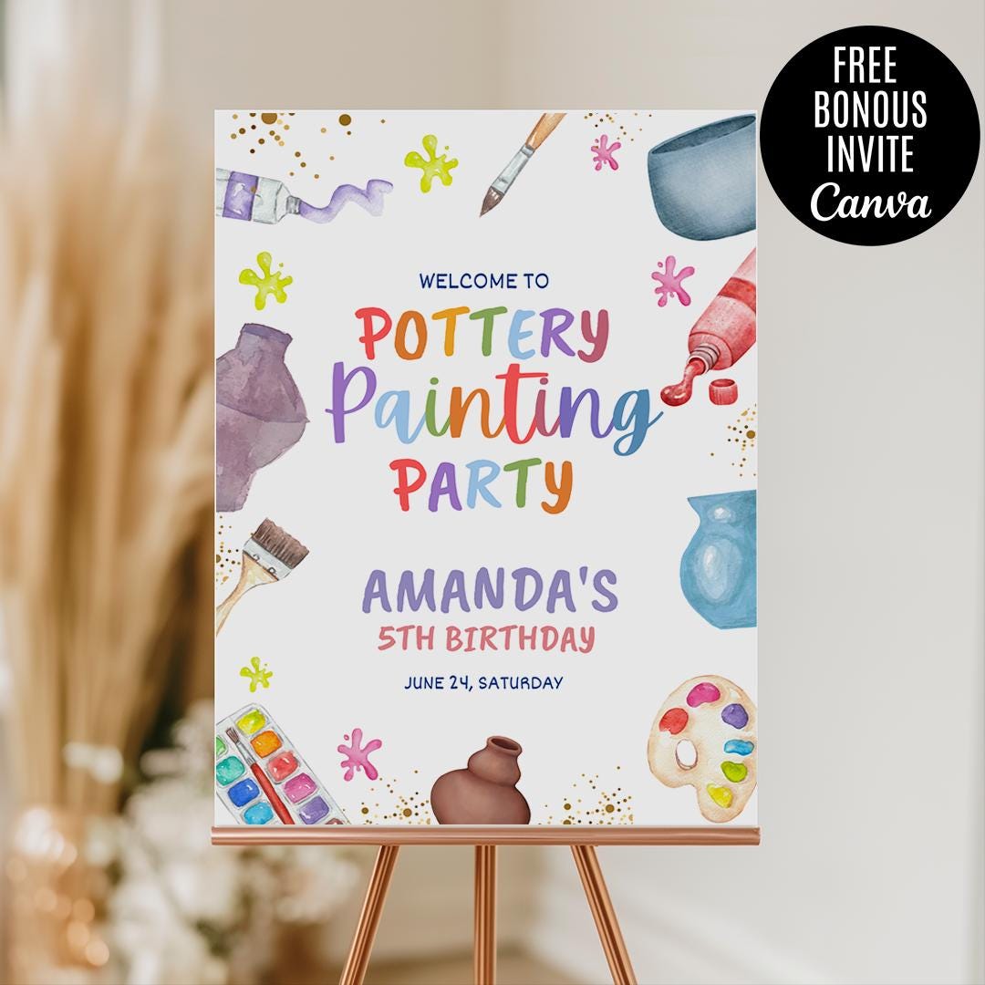 Art Party Birthday Poster, Welcome Sign Door Sign, Painting Printable ...