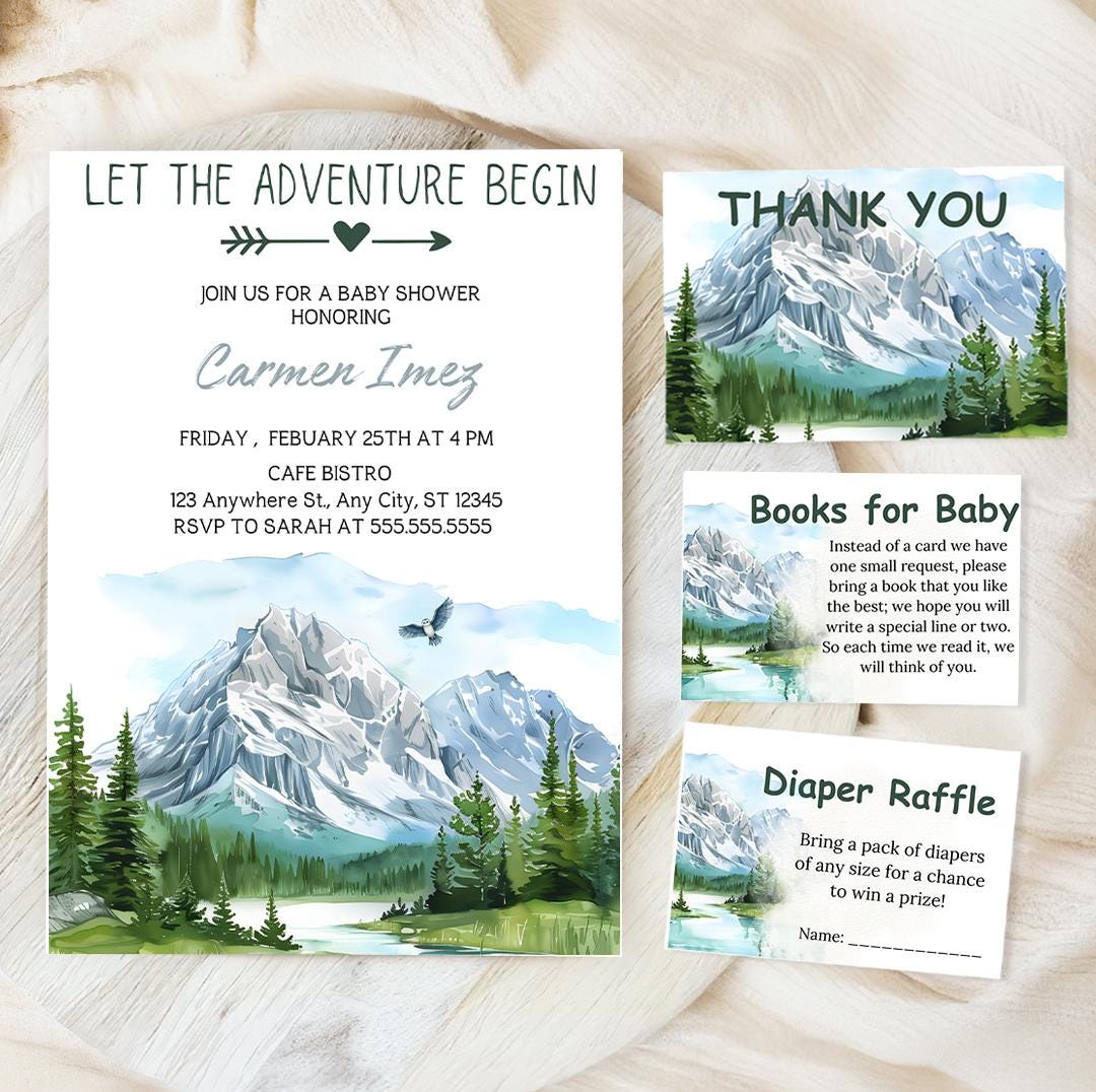 Editable Oh Boy Let the Adventure Begin Baby Shower Invitation Bundle ...