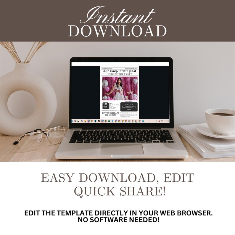 Bachelorette Post Template for Hen Party Newspaper Newsletter ...