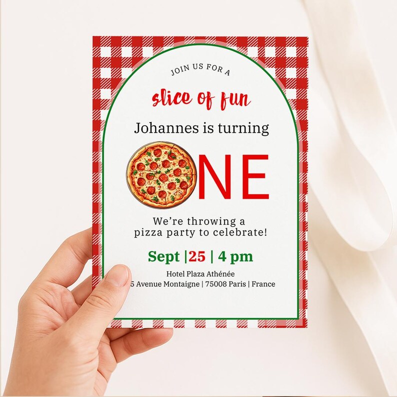 Slice of Fun 1st Birthday Party Invitation Printable, Pizza Boy First ...