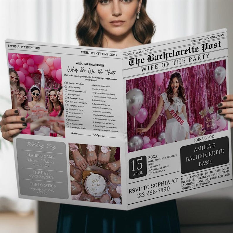 Bachelorette Post Template for Hen Party Newspaper Newsletter ...