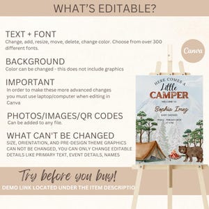 A Little Camper Baby Shower Welcome Sign Template, Camping Baby Shower ...