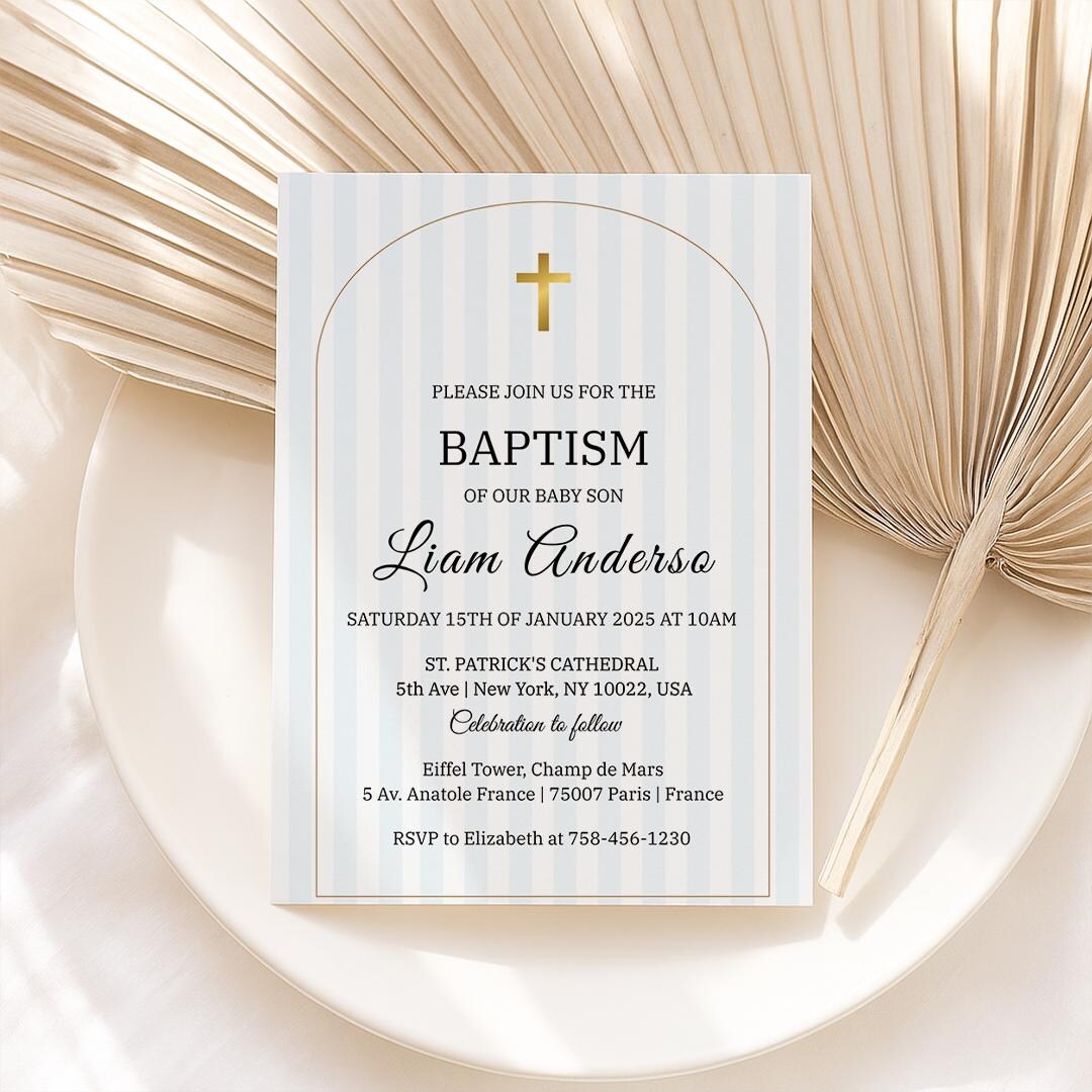 Baptism Invitation Template, Editable Baptism Invite, Modern & Classic ...