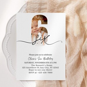 Editable 6th Birthday Invitation Sixth Birthday Invite Template 6 Th ...