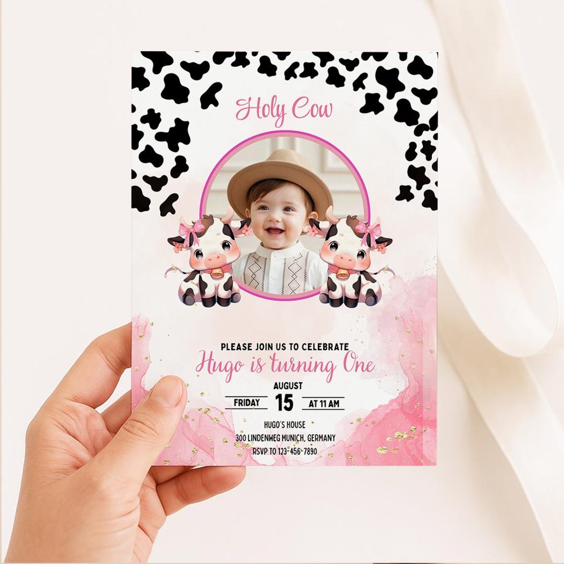 Holy Cow Birthday Invitation Template, Photo Invite, Editable Holy Cow ...