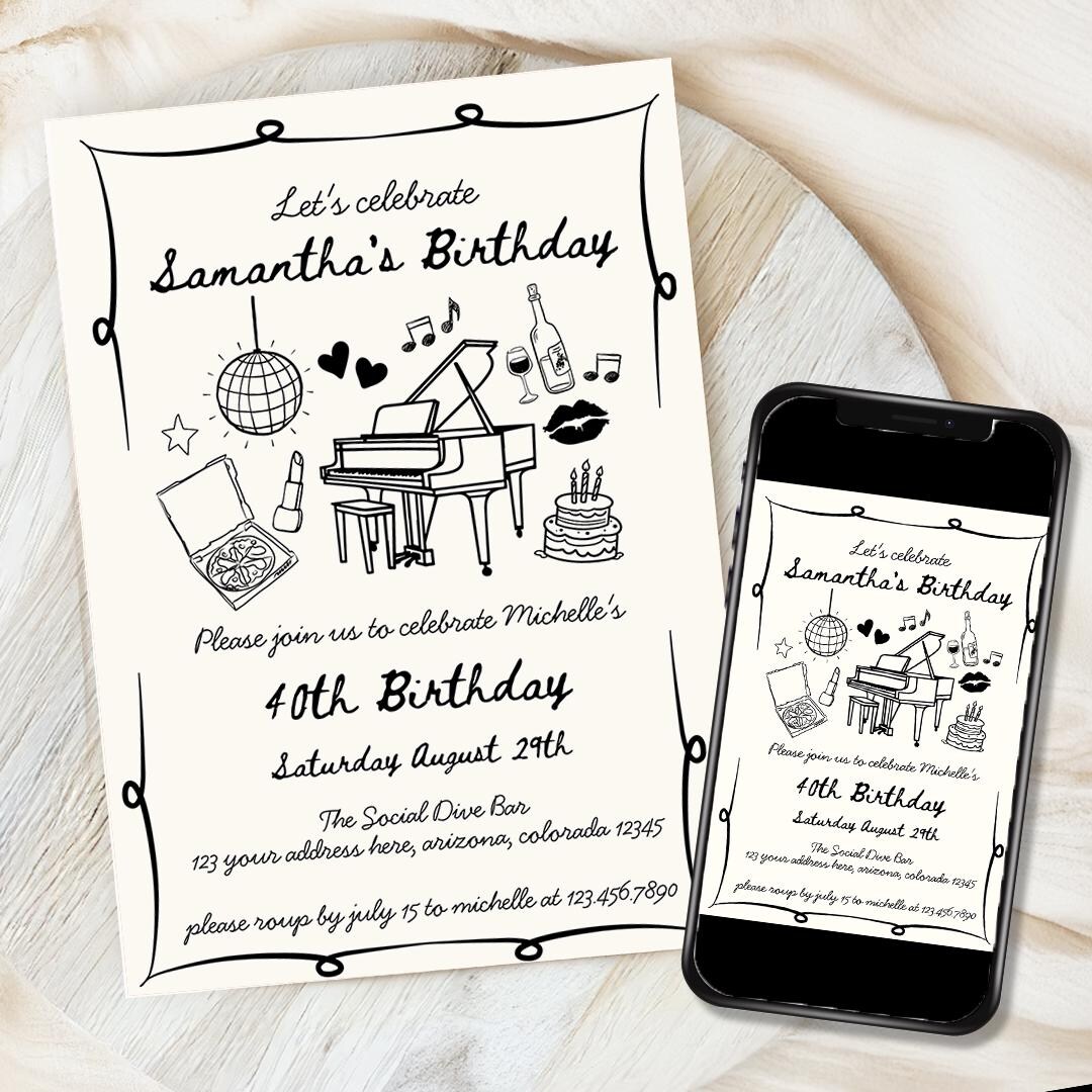 BIRTHDAY INVITE TEMPLATE, 18th 21st 30th 40th 50th, Dinner Party Tapas ...