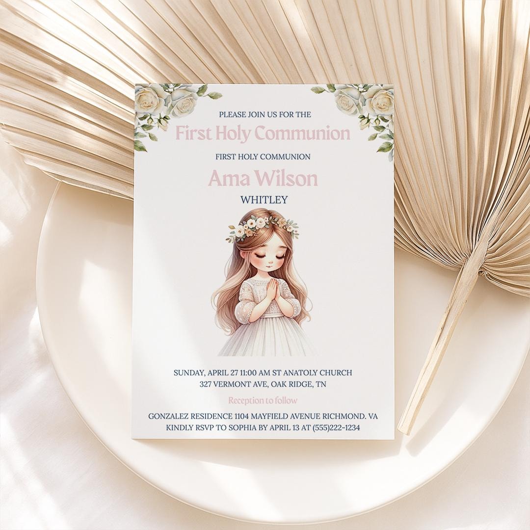Personalized Girl First Communion Printables, Communion Invitation, You ...